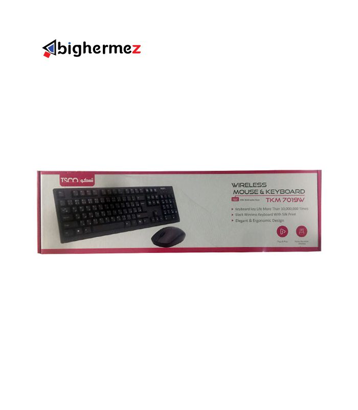کیبورد و ماوس بیسیم تسکو مدل TKM 7019W | آبی قرمز